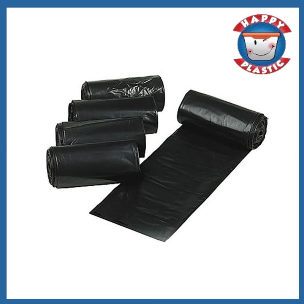 Happy Plastic Disposable Garbage Bag Black Roll in Small, Medium, Large ...