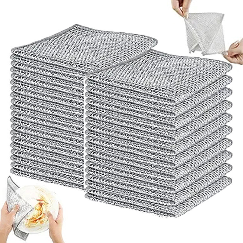 Thickened Wire Dishwashing Rags/Multipurpose Dish Cloths/Non Scratch ...