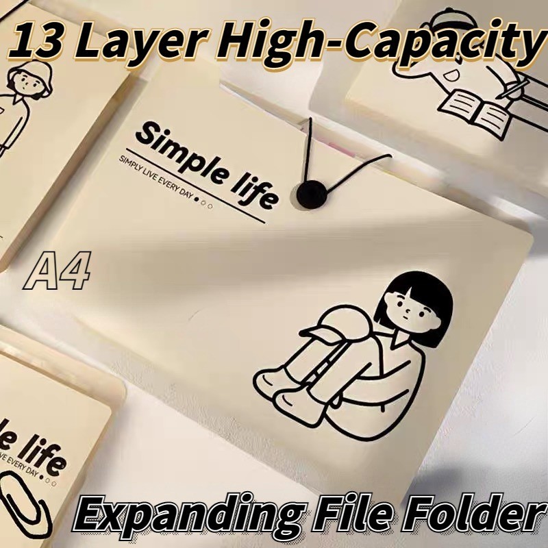 A4 Folder File Organizer 13 Layer Expanding File Folder Document ...