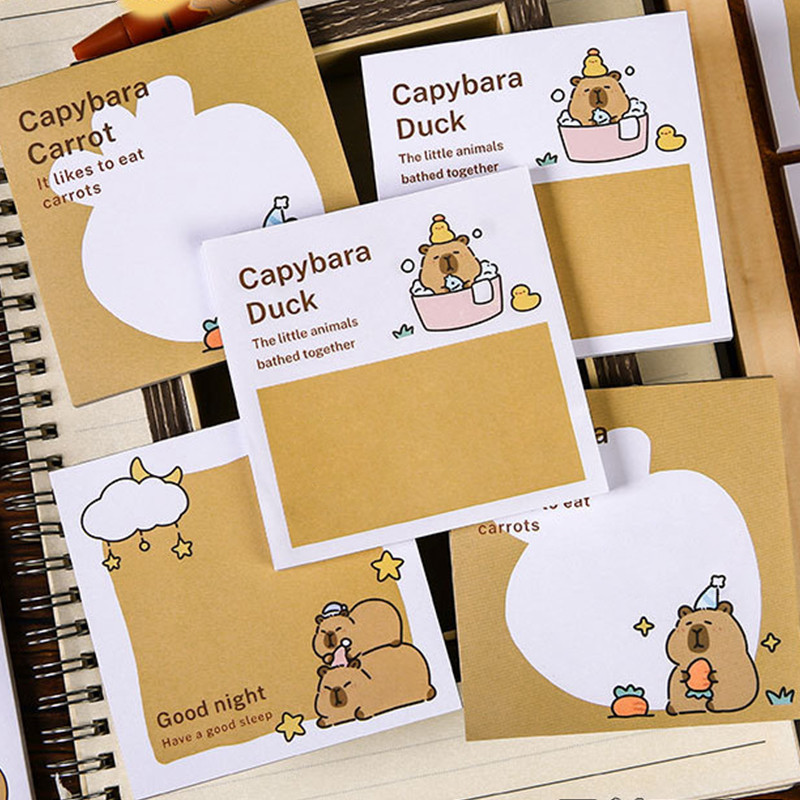 50 Sheets Adorable Cartoon Capybara Series Sticky Notes Student ...
