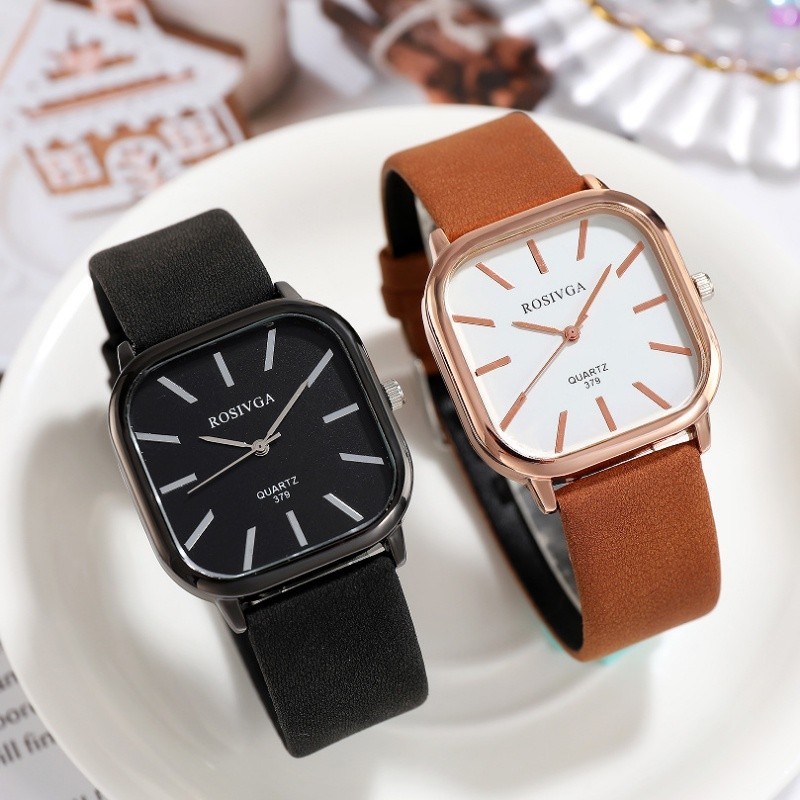 Relo Fashion Square Women’s Watch Leather Belt Simple Elegant Ins Style ...