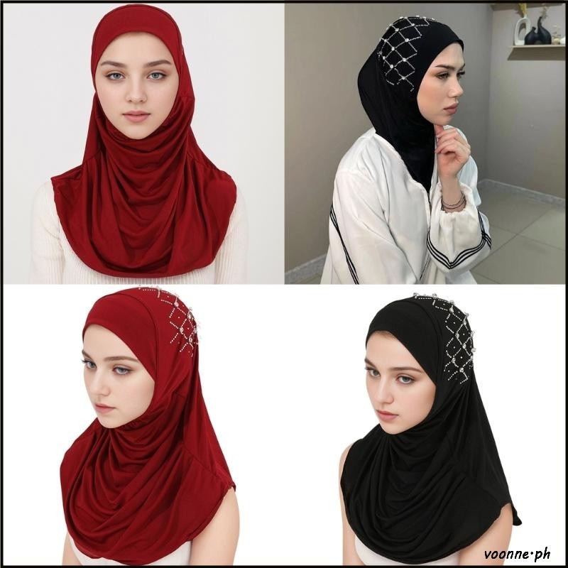 Voonne Islamic Pray Turban Caps for Woman Outdoor Elastic Hijab for ...