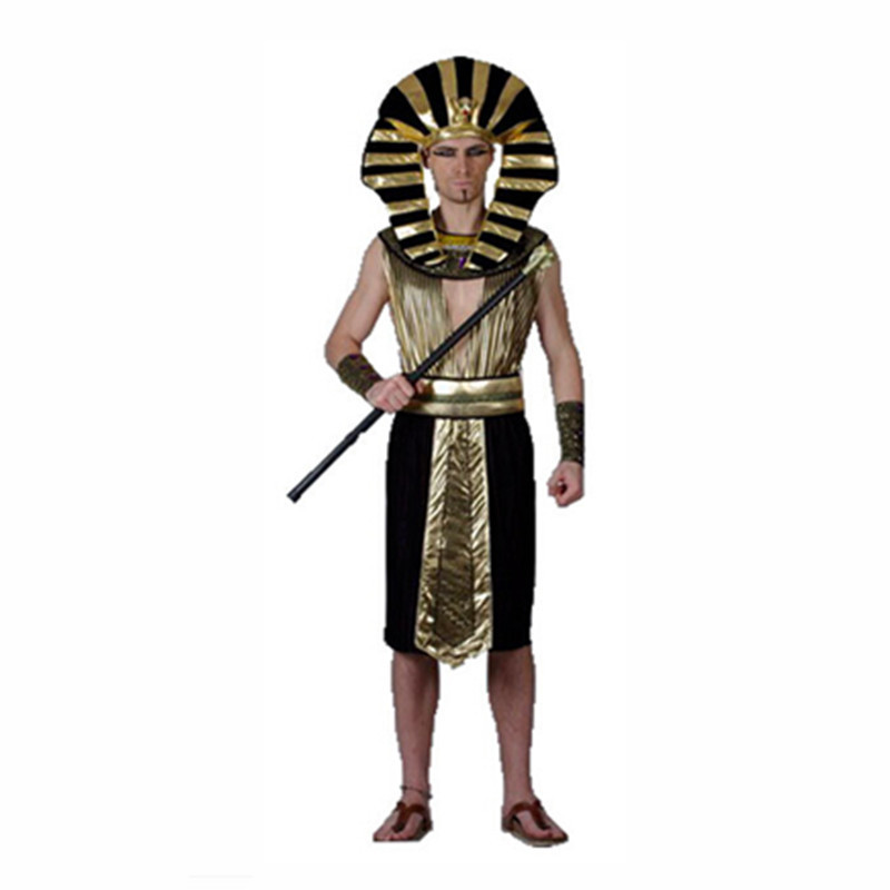 Halloween Cleopatra King Pharaoh Performance Costume Hat Scepter ...