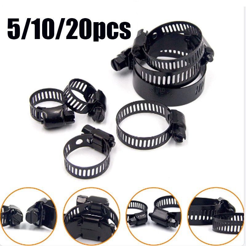 5/10/20pcs Adjustable Hose Clamp Set 6-38 mm Pipe Hose Clamps Stainless ...