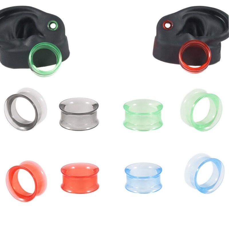 1Pair Acrylic Clear Ear Plugs Ear Flesh Tunnel Expanders Lobe Stretcher ...