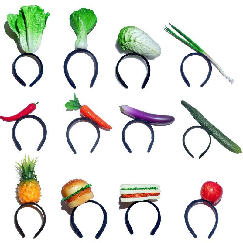 Funny Headband Simulation Vegetable Fruit Headwear Burger Headband Live ...