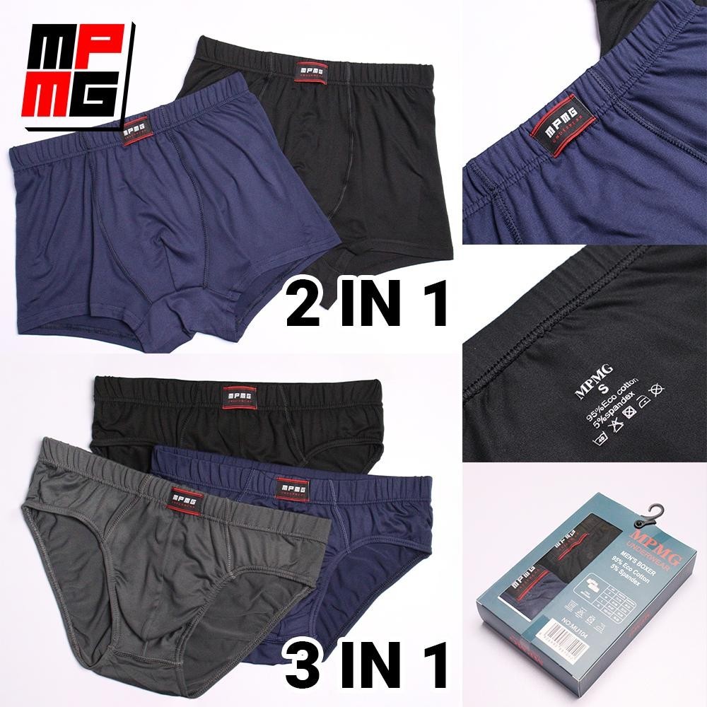 MPMG Brief and Boxer Set Lingerie For Men 2in1 Boxers 3in1 Briefs Underwear For Men | Shopee ...