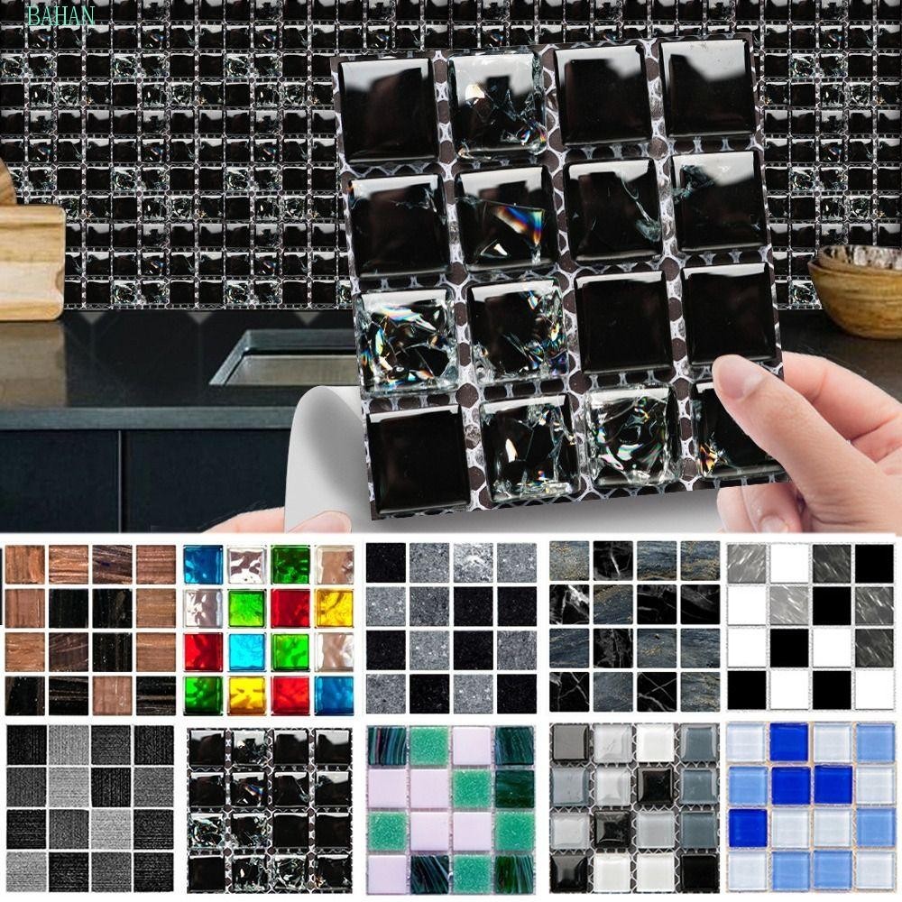 BAHAN 10PCS Mosaic Sticker, Effect Self-adhesive Tile Stickers, 10x10cm ...
