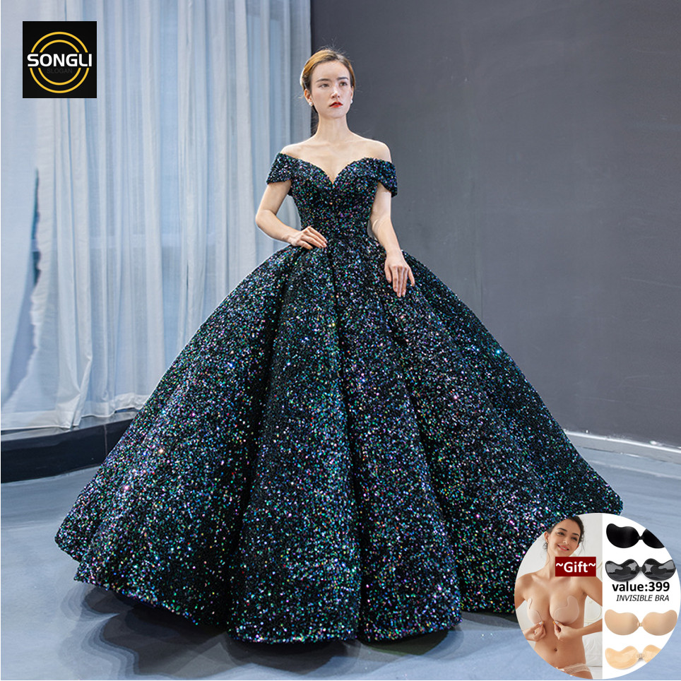 European and American sequin ball gown bride's wedding gown 2024 color ...
