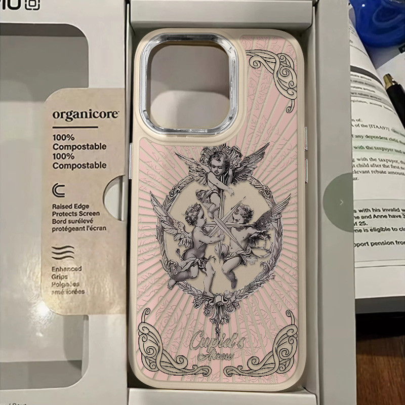 Niche Retro Angel Cupid Pattern Phone Case Compatible for IPhone 11 14 ...
