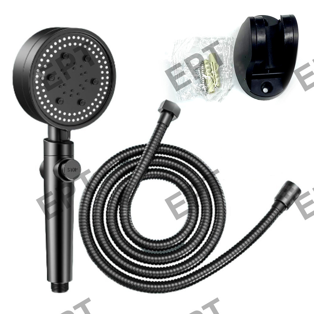 3 in 1 Shower Head With Hose Set Black High Pressure Bathroom Shower ...