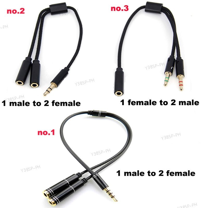 Audio Headphone Splitter Cable for Computer 3.5mm male Female to 2 way ...