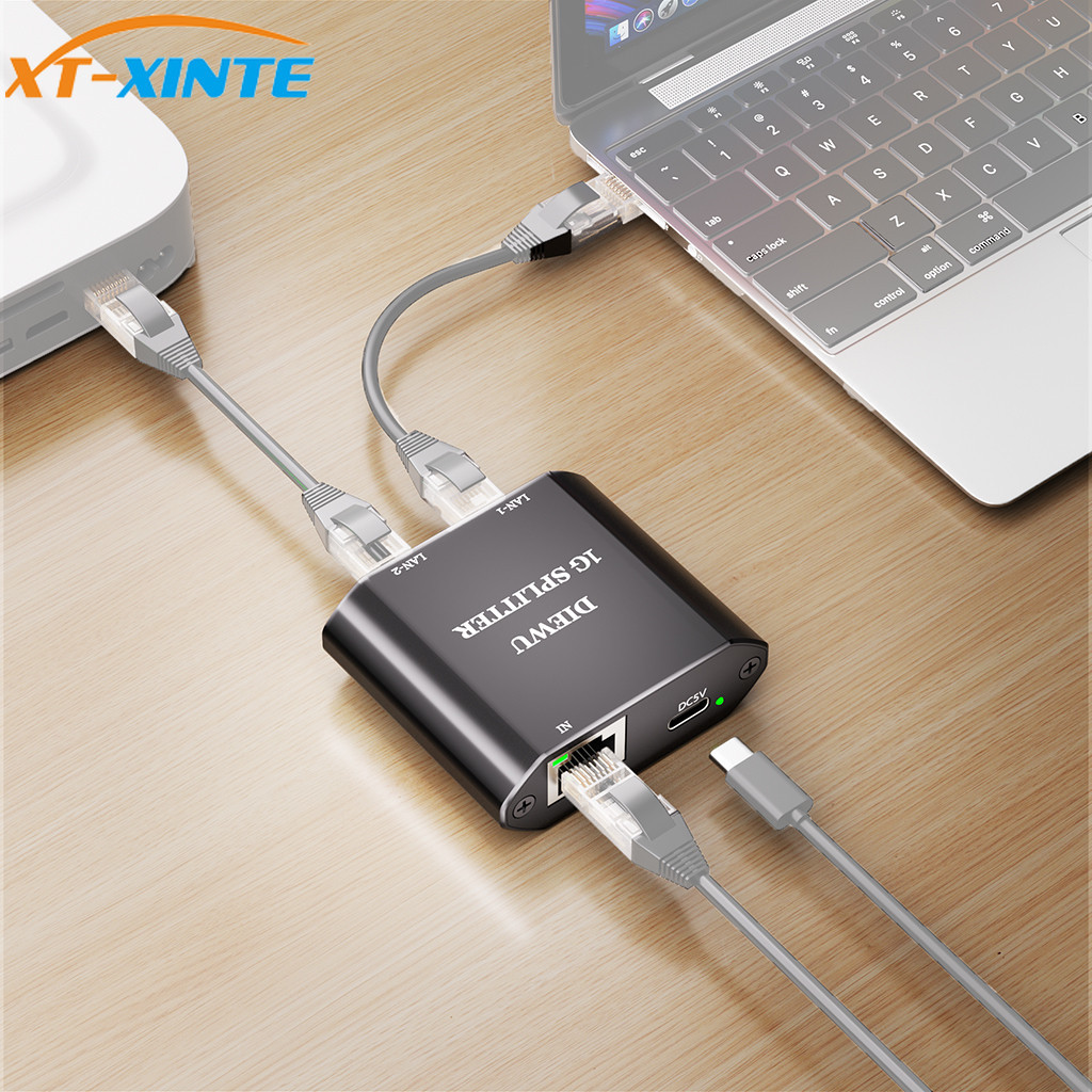 1 to 2 Network Cable Splitter Portable Gigabit Switch 3-Ports 10/100 ...