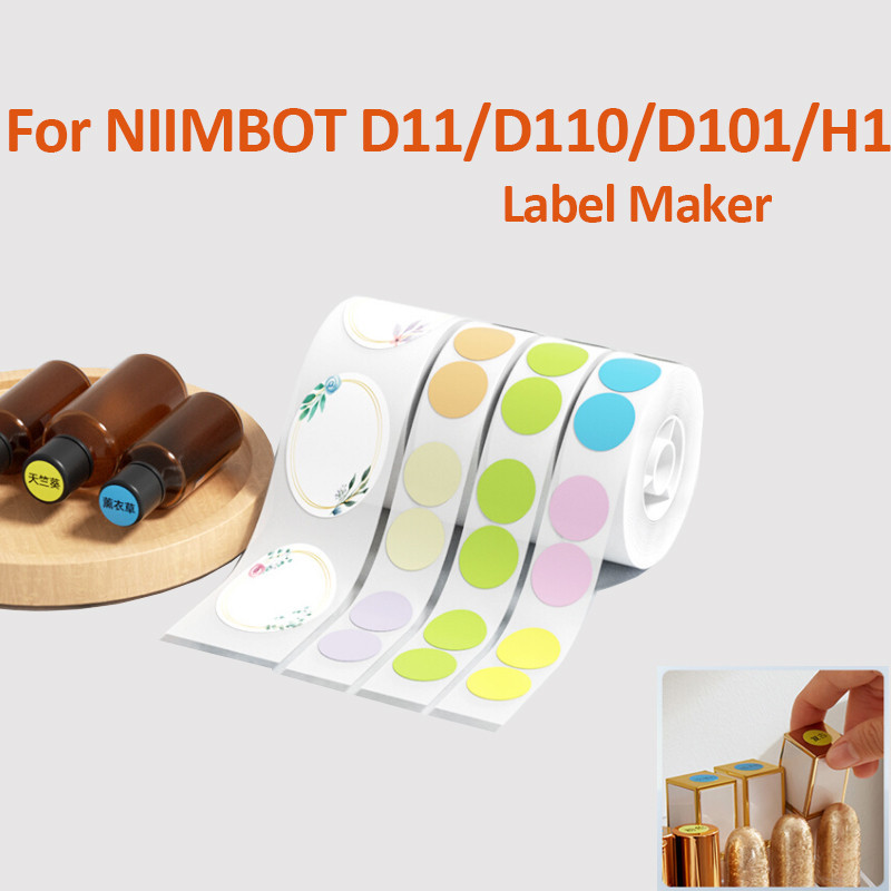 Niimbot D11/D110/D101/H1S Round Thermal Label Name Sticker White color ...