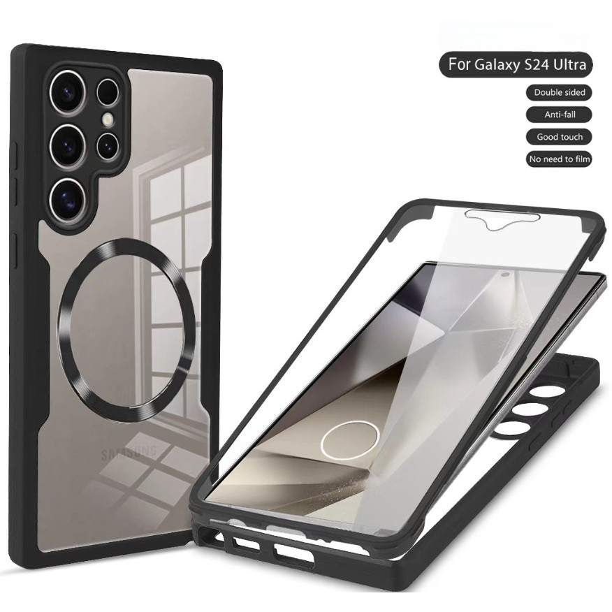 360 Degrees Full Protection Magnetic Transparent Case for Samsung S24 ...