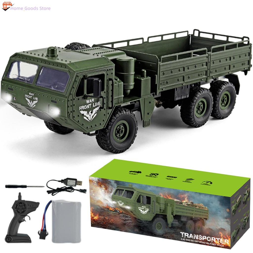 RC Military Truck 6WD Rechargeable 2.4GHz Remote Control Army Car with ...