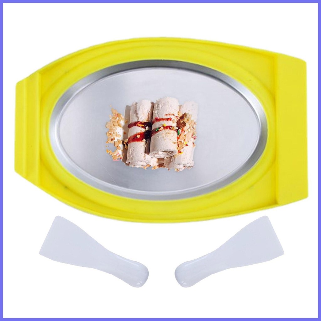 Rolled Ice Cream Kit Manual Roll Maker Machine with 2 Spatulas Instant ...
