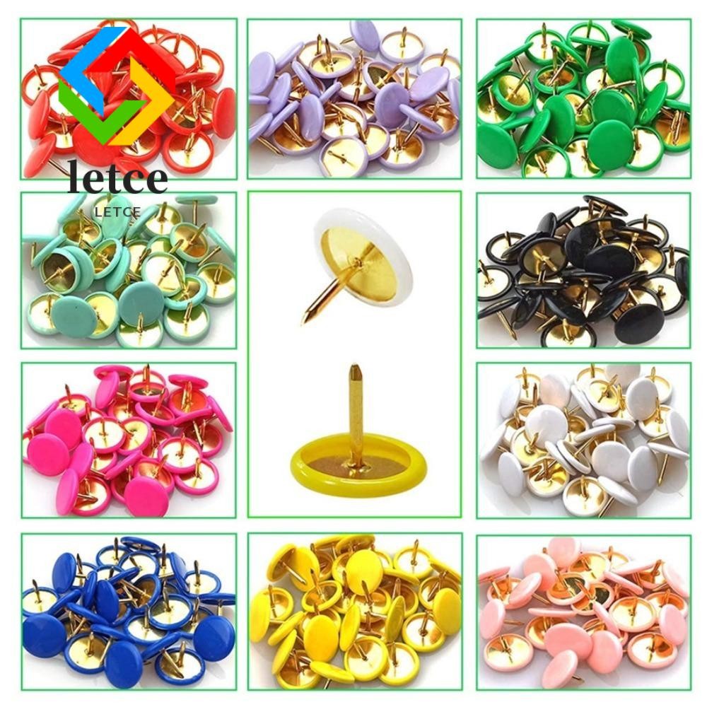 LETCE 100Pcs Round Push Pins, Tacks Point Thumb Tacks, Bulletin Drawing ...