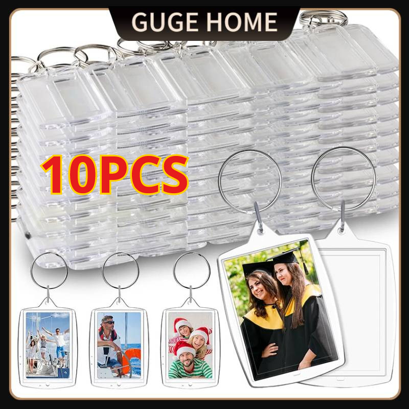 10Pcs Transparent Acrylic Keychain Photo Frame Keychain DIY Photo ...