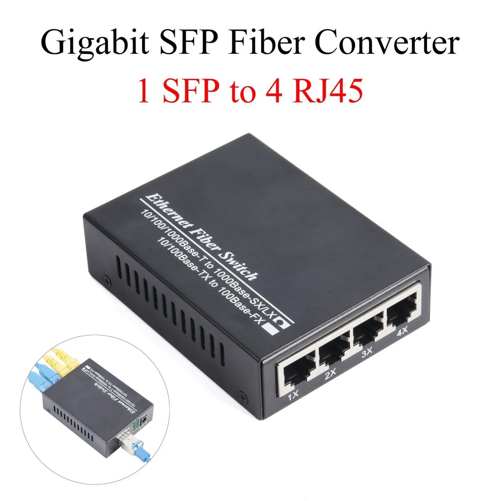 1PCS Gigabit SFP Media Converter 1 SFP to 4 RJ45 Transceiver 10/100 ...