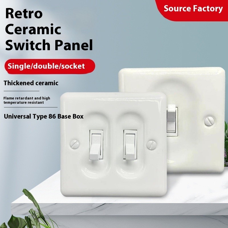 86 Type Ceramic Switch Socket Single Double Open Single Double Control ...