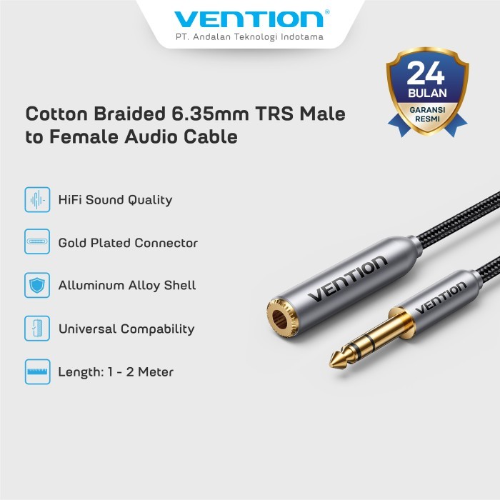 Vention Audio Jack Extension Cable 6.5mm Male to Female Cable Cotton ...