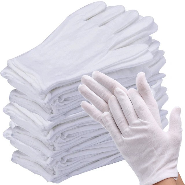 High Stretch White Soft Cotton Gloves/Dry Hands Handling Film SPA ...