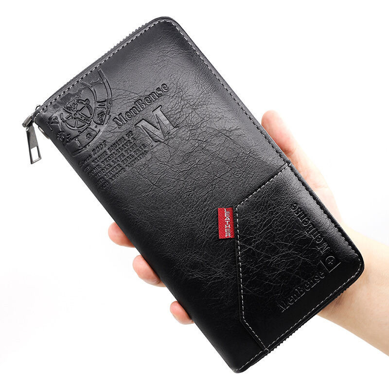 Leather Clutch Bag Zipper Handcarry Long Wallet Men's Wallet | Shopee ...