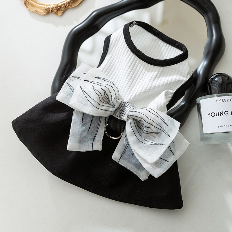 Cat Dress for Kitten Black Bowknot Shitzu Dog Gown Princess Lace Pet ...