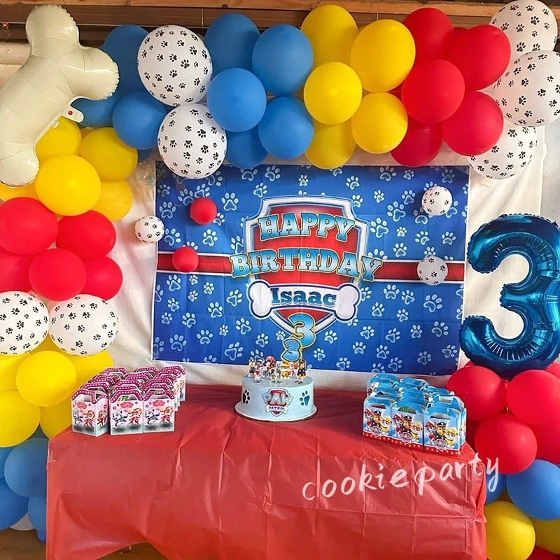 Paw Patrol Theme Balloons Large Bone Foil Balloon Birthday Decoration ...