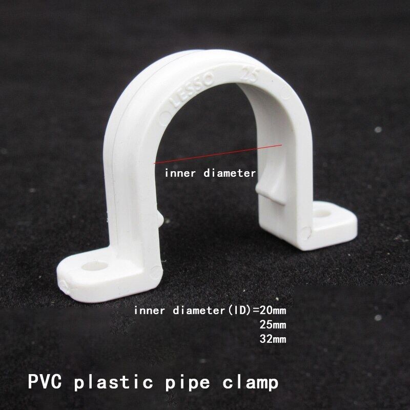 10Pcs PVC plastic pipe clamp u-shaped 16mm 20mm 25mm 32mm card saddle ...