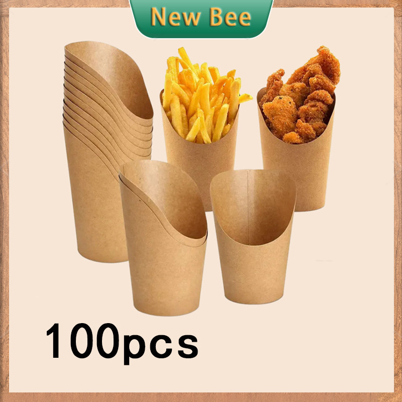 100Pcs Disposable Food Paper Cup Capacity Fries Cup Waffle Cup Egg Cup ...