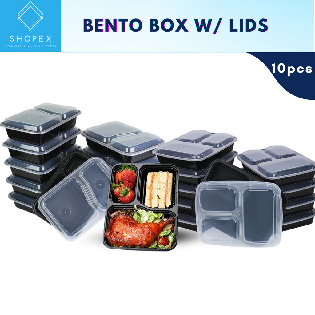 Disposable Bento Box Microwavable Lunch Box with Lids / 2, 3, & 4 ...