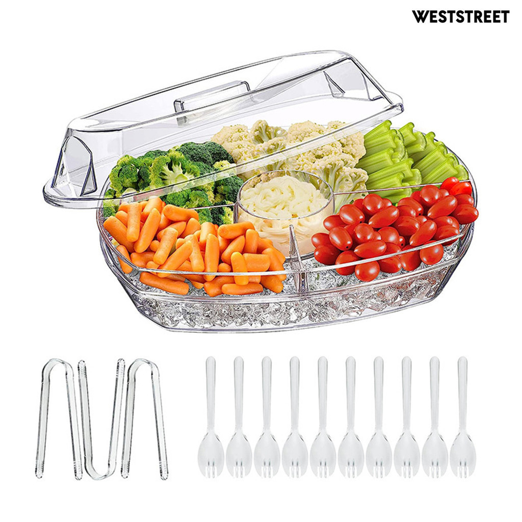 Weststreet 3-Layer Serving Tray with Lid Ice Chilled Party Platters ...