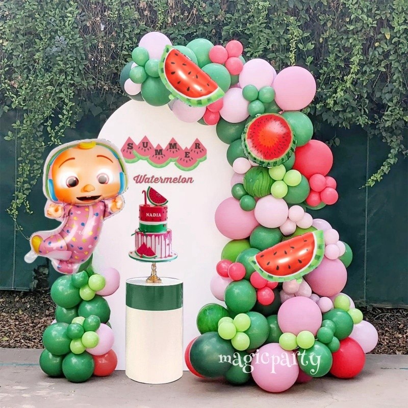 Cocomelon Balloons Cartoon Pink JOJO Watermelon Balloons Arch Kit Baby ...