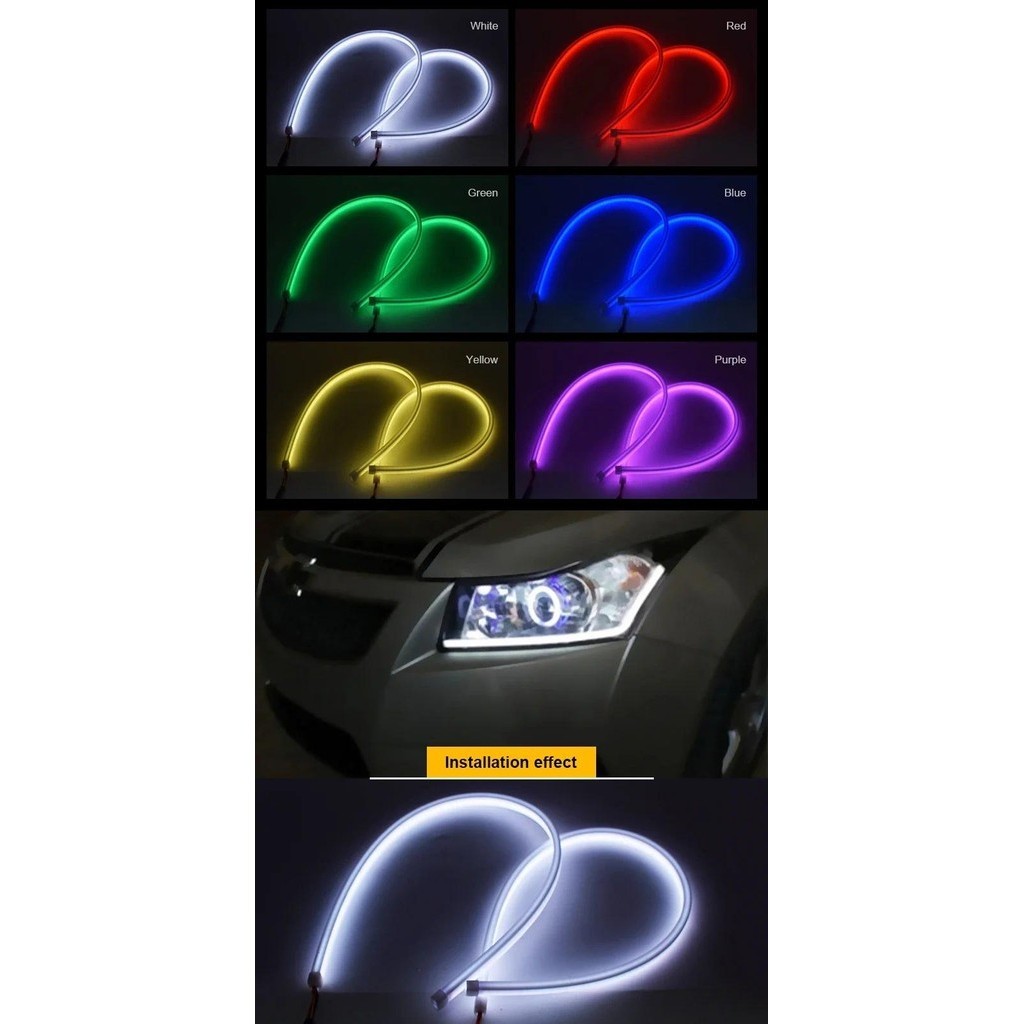 2PCS RGB Car LED Daytime Running Lights APP/Remote Control Flexible ...
