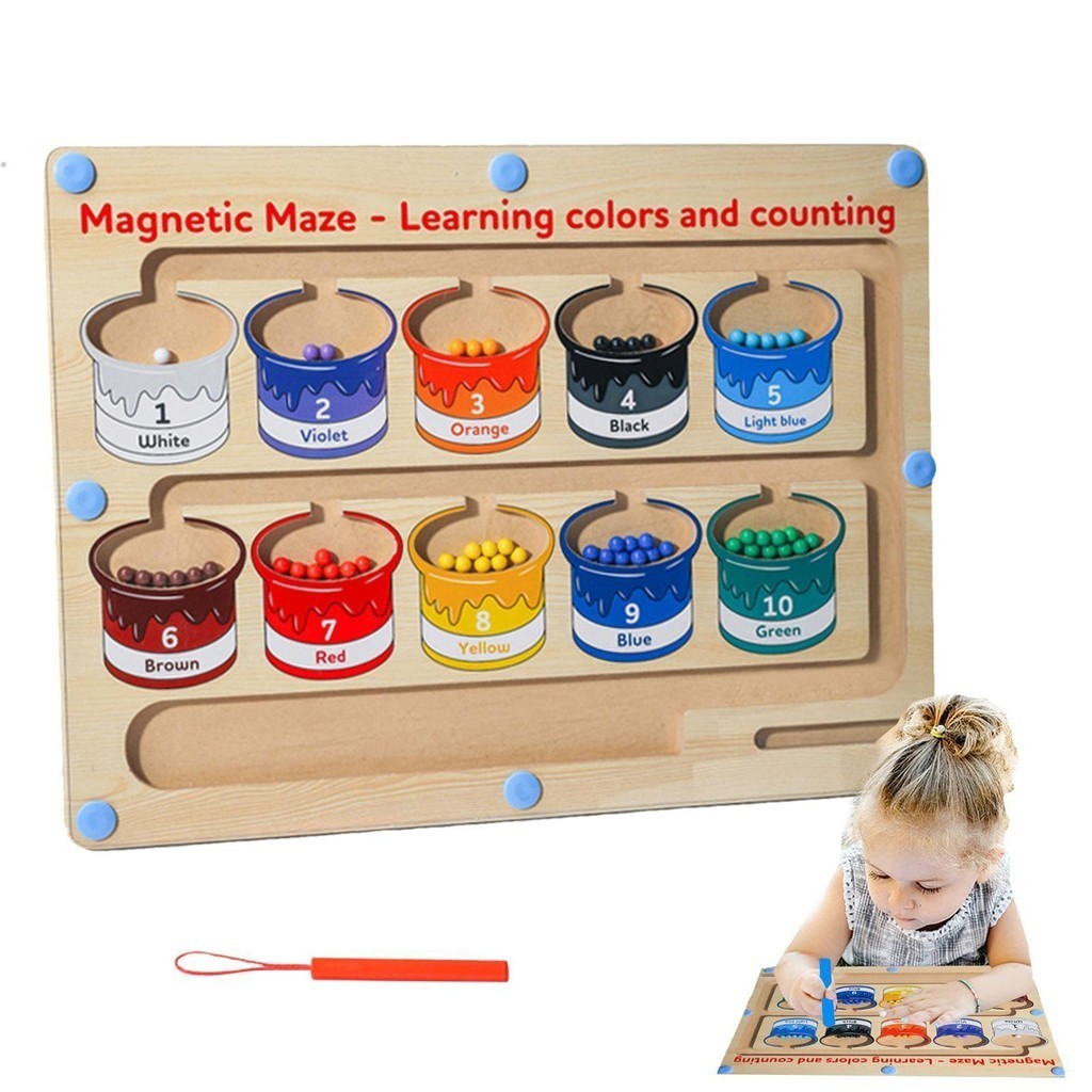 Magnetic Color Bead Maze Colorful Wooden Magnet Balls Maze Board Color ...