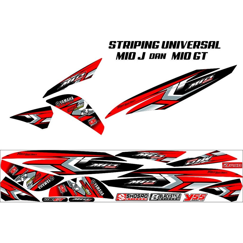 MERAH STICKER STRIPING VARIATION YAMAHA MIO J/MIO GT VARIATION SIMPLE ...