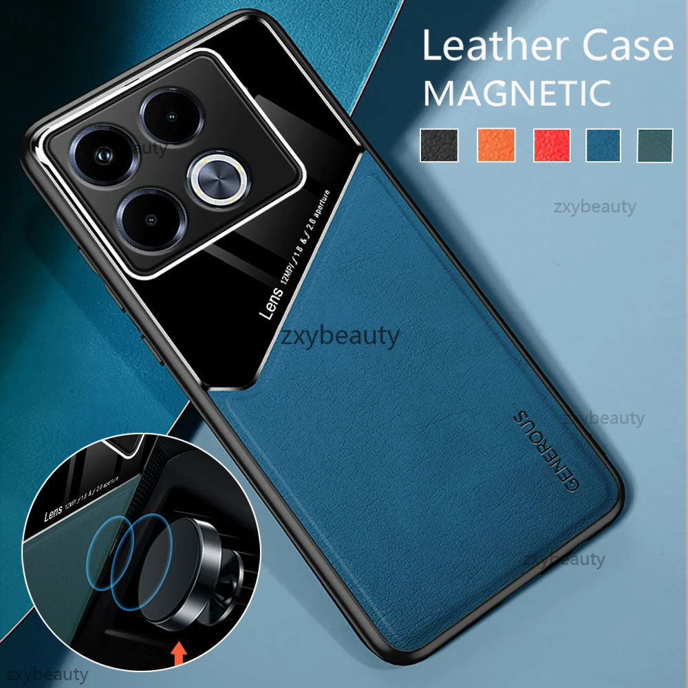 Infinix Note 40 Pro Plus 2024 4G 5G Case Leather Car Magnetic Frame ...