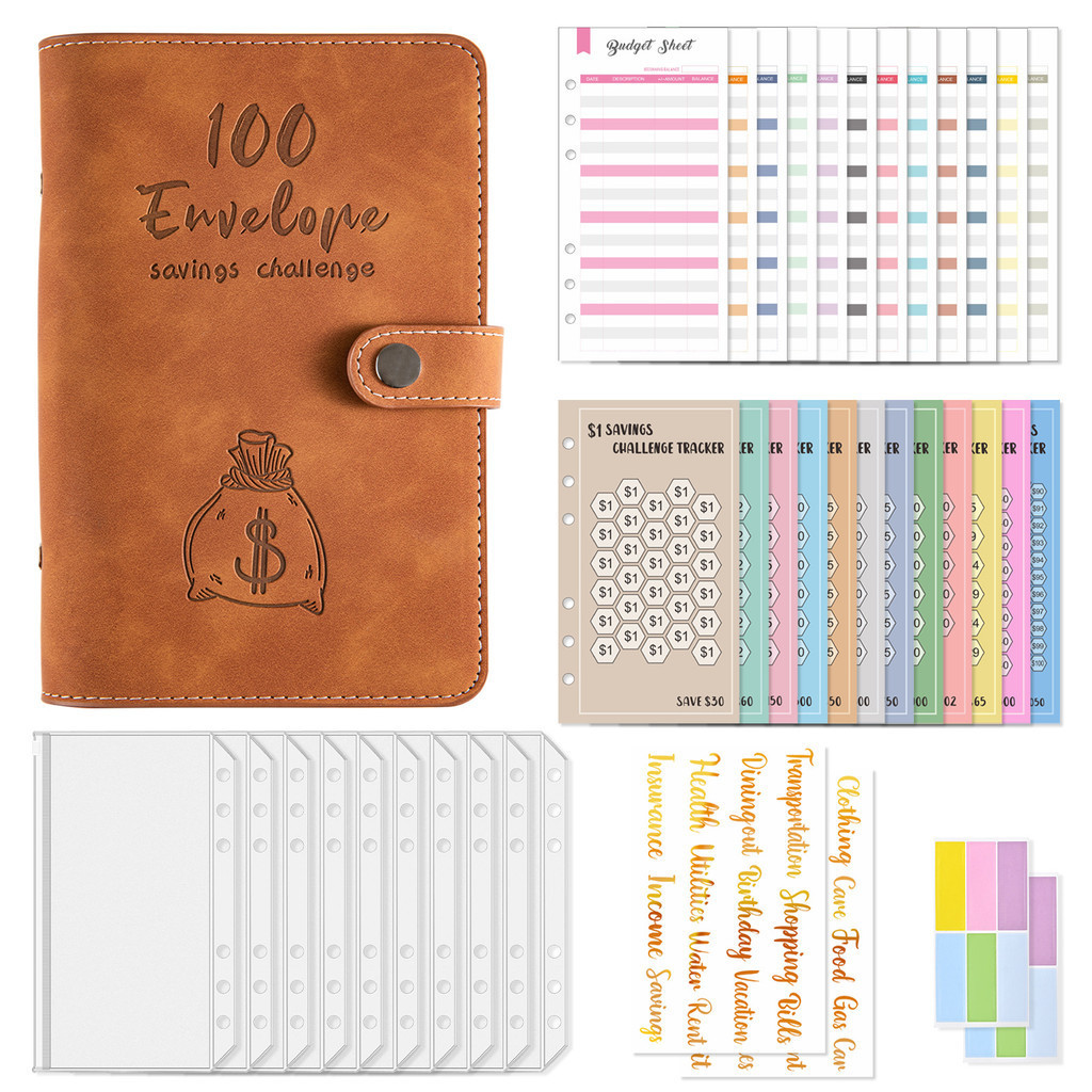 A6 100 Day Envelope Savings Challenge Money Budget Plan Loose-leaf ...