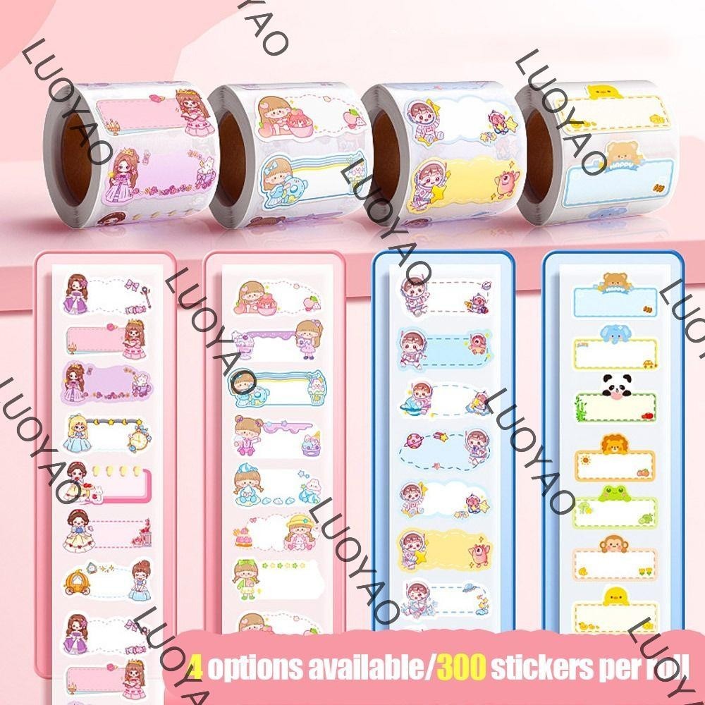 LUOYAO 300Pcs/Roll Name Sticker, Cartoon Handwritten Labels Sticker ...