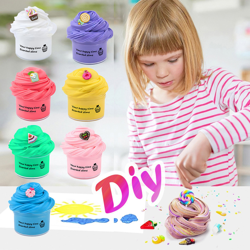 70ml Fruit Cake Slime Kit Fluffy Floam Modeling Slime Clay Toy Polymer ...