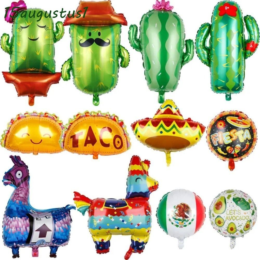 AUGUSTUS Mexican Fiesta Balloons, Aluminum Foil Alpaca Llama Balloons ...