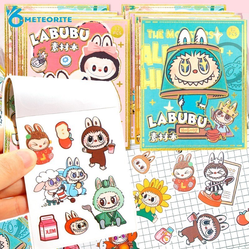 5 Books Colorful Labubu Monster Paper Stickers - Cute Cartoon Anime ...