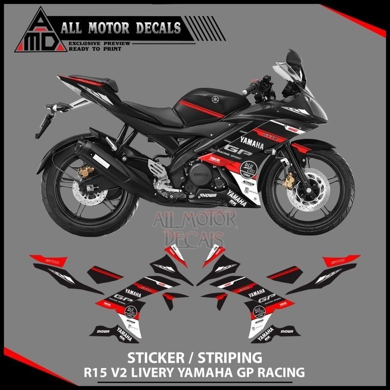 Striping Sticker R15 V2 Motif Yamaha Gp Racing / Decal Yamaha R15 V2 ...