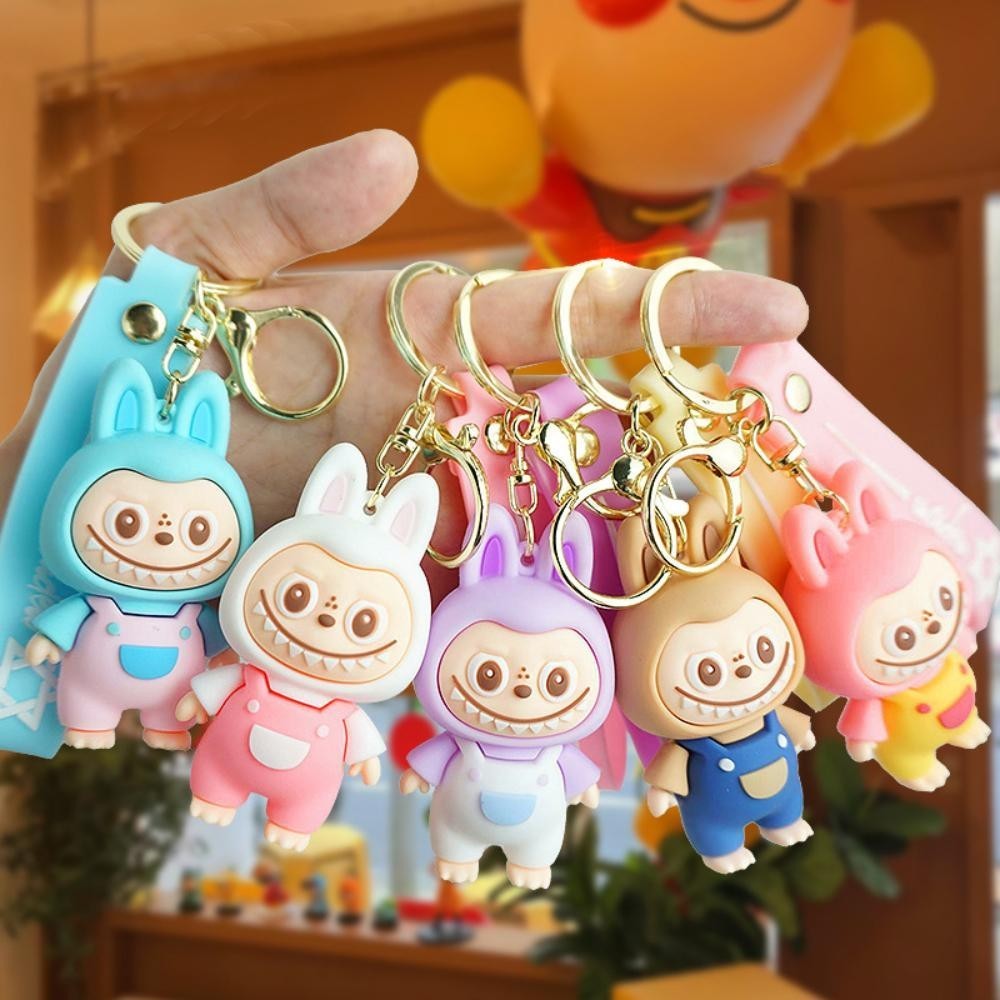 LABUBU Keychain for Car Keys Doll Blind Box The Monsters Bunny Labubu ...