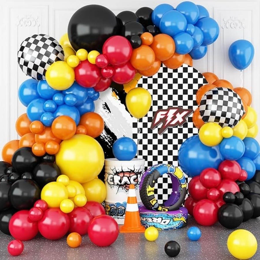 92Pieces Racing Themed Balloon Arch Garland Set, Blue, Red and Black ...
