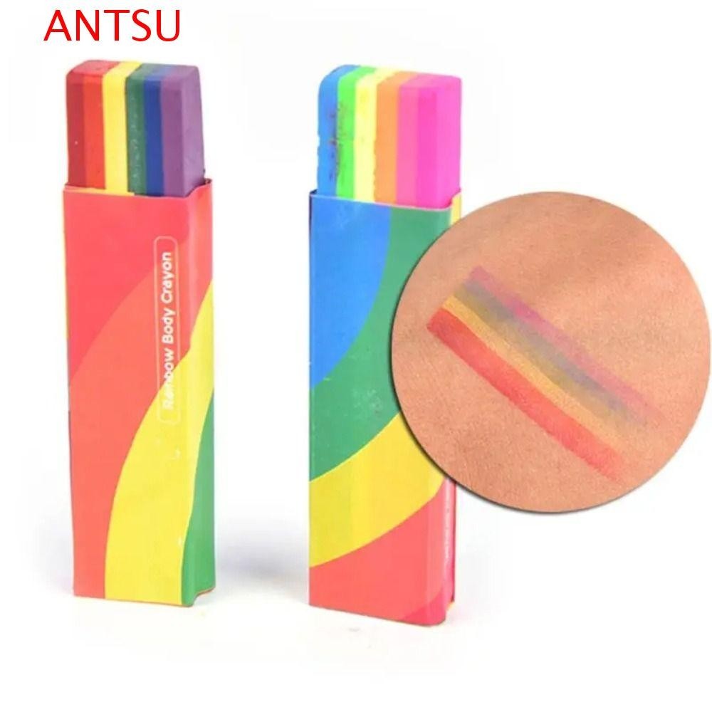 ANTSU Rainbow Face Paint Stick, Paraffin Washable Art Painting Makeup ...