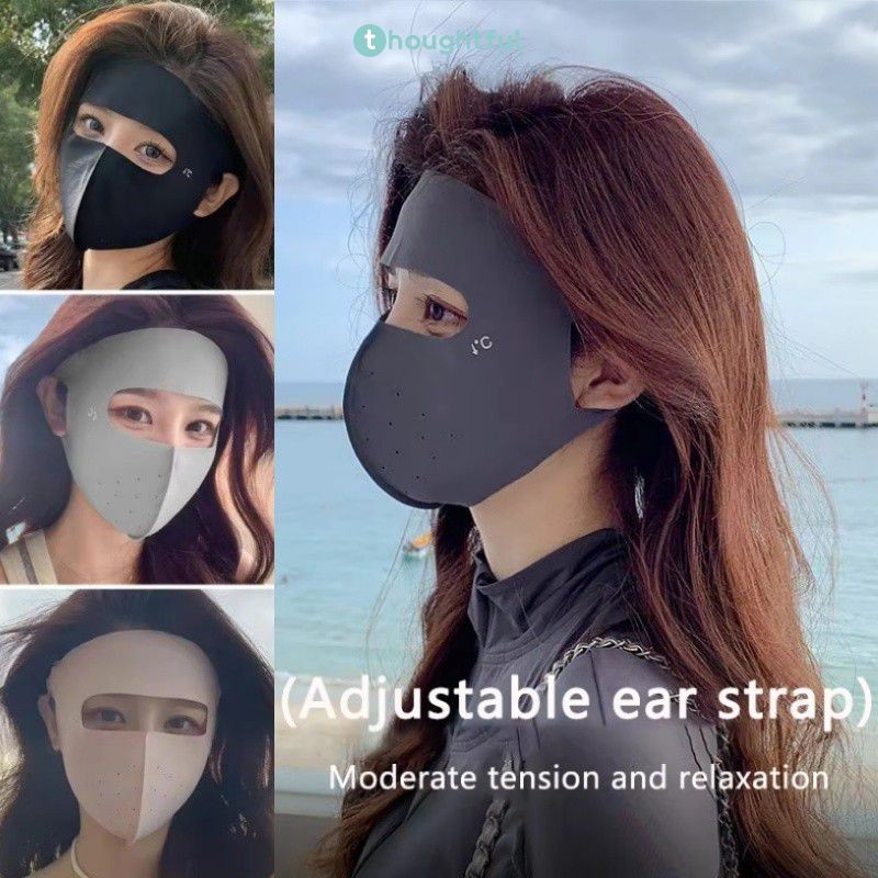 Full Face Sunshade Mask Ice Silk Traceless Outdoor Riding Sports Face ...
