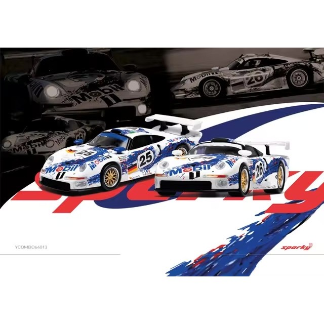 Sparky x Tiny 1/64 Porsche 911 GT1 2-car set 24h Le Mans 1996 25 & 26 (Tiny Exclusive ...
